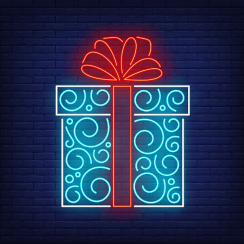 Gift for you neon label Royalty Free Vector Image