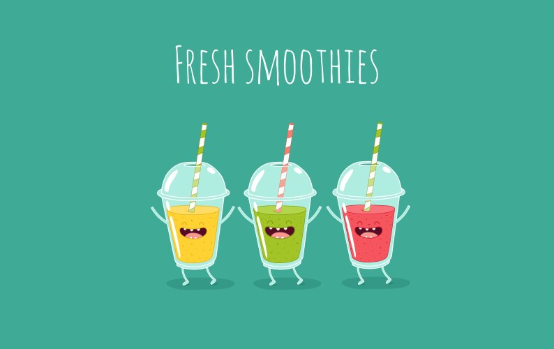 Smoothie flyers colorful smoothies poster fresh Vector Image