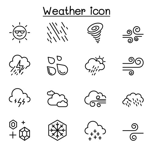 Wind icon set in thin line style Royalty Free Vector Image