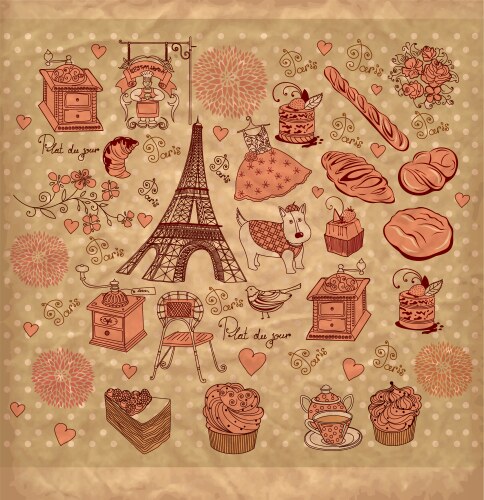 Symbols of paris Royalty Free Vector Image - VectorStock