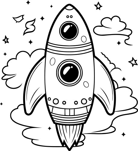 Coloring book for children rocket stars Royalty Free Vector