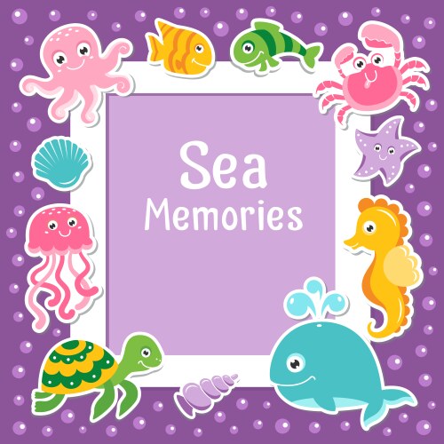 Border template with wild animals under the sea Vector Image