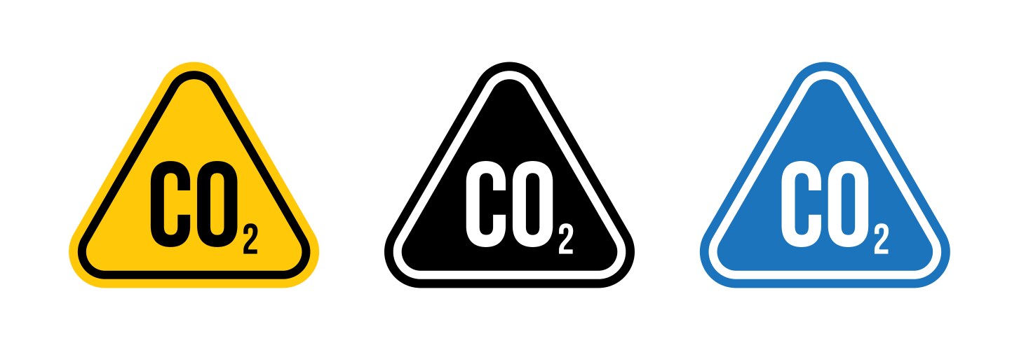 Co2 warning sign icon set alert for carbon Vector Image
