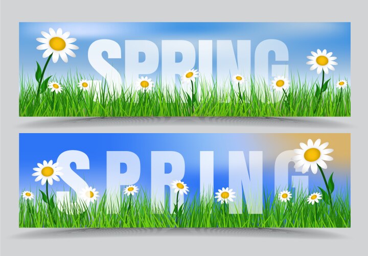 Happy easter banner border spring landscape bunny Vector Image