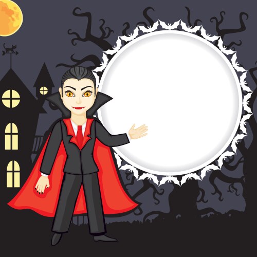 Cartoon vampire with halloween background Vector Image