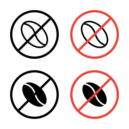 Caffeine free icon set zero coffee Royalty Free Vector Image