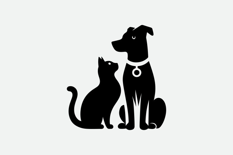 Dog and cat silhouette isolated Royalty Free Vector Image