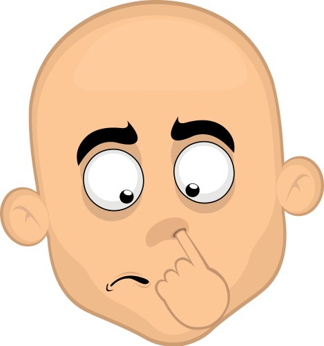 Emoticon bald man picking nose Royalty Free Vector Image