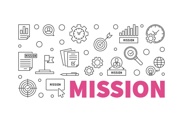 Mission circular outline colored Royalty Free Vector Image