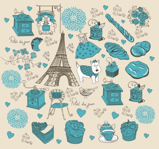 Symbols of paris Royalty Free Vector Image - VectorStock