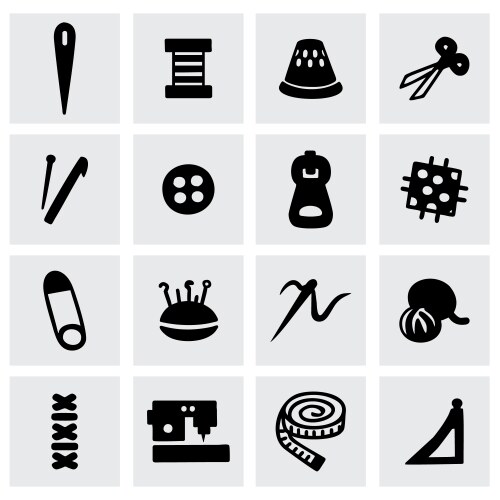 Sewing tools kit icons Royalty Free Vector Image