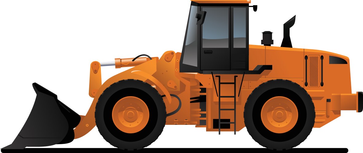 Cartoon wheel front loader bulldozer with shovel Vector Image