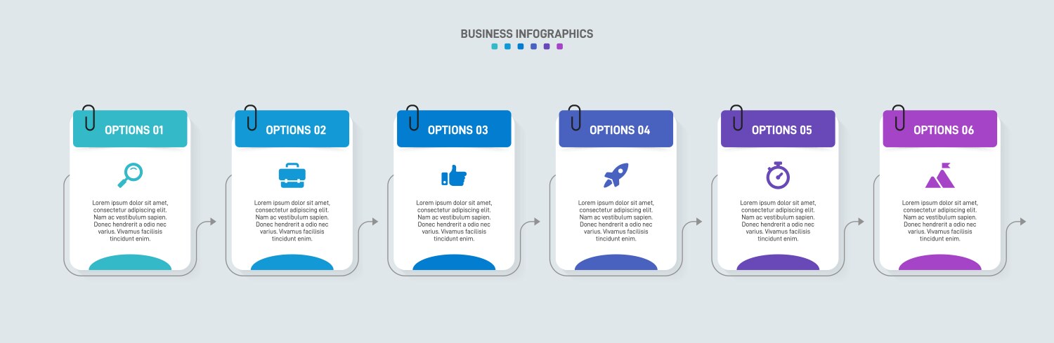 Horizontal progress bar featuring 6 arrow-shaped Vector Image