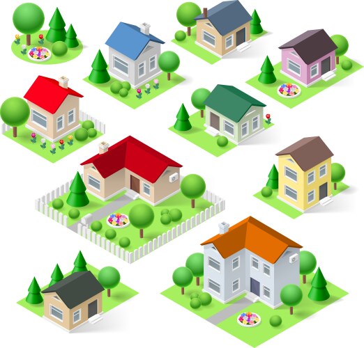 Classic architecture houses set Royalty Free Vector Image