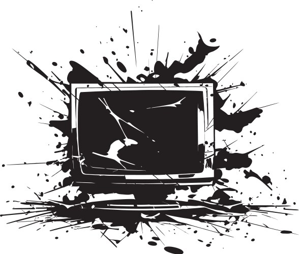Cracked console concept design of broken tv Vector Image