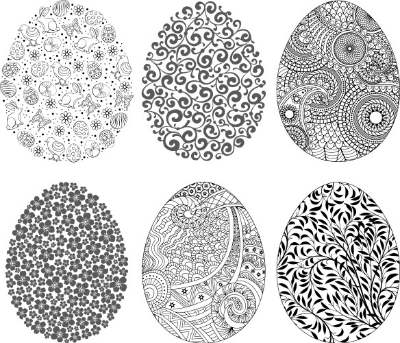 Mandala with easter bunny and eggs coloring page Vector Image