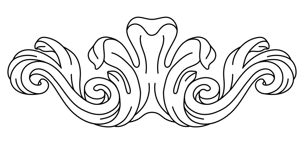 Decorative floral frame in baroque style engraved Vector Image