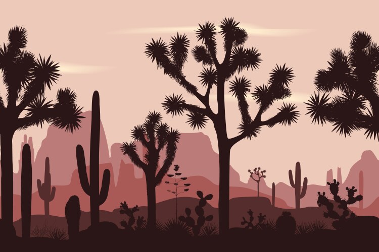Desert pattern with joshua trees opuntia Vector Image