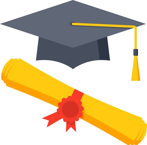 Graduate cap with a diploma in the scroll Vector Image