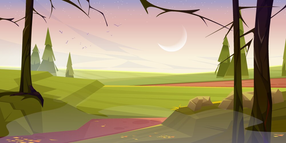 Autumn landscape in early morning Royalty Free Vector Image