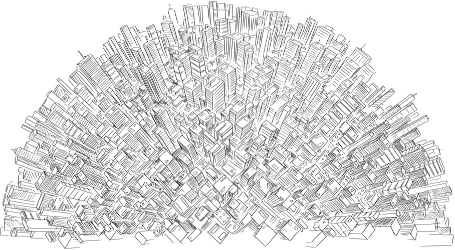 Drawing generic modern high rise buildings Vector Image
