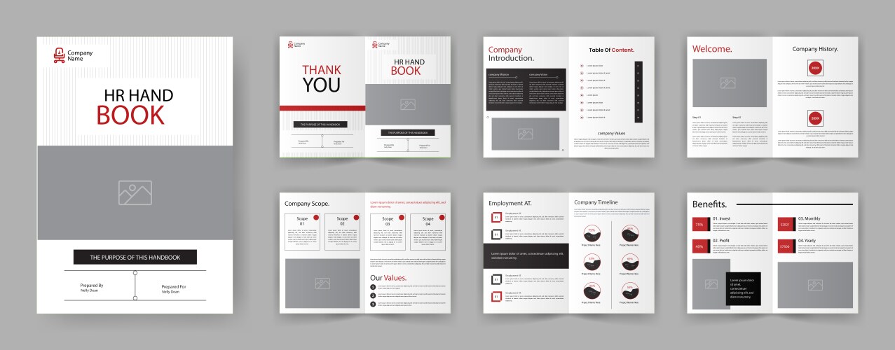 Hr employee handbook brochure template Royalty Free Vector