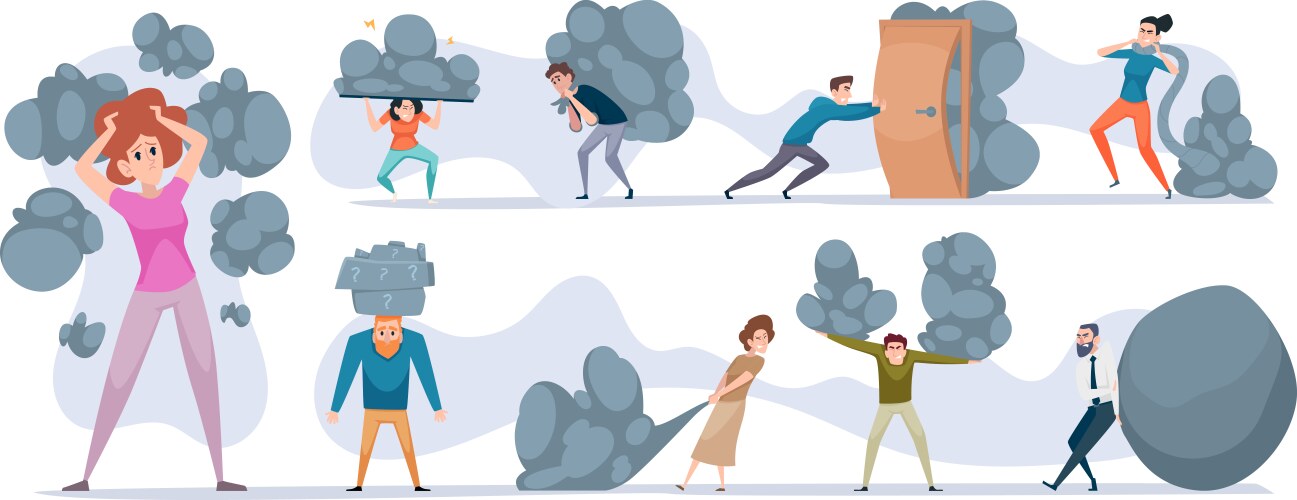 Heavy life problems overload stressful work Vector Image