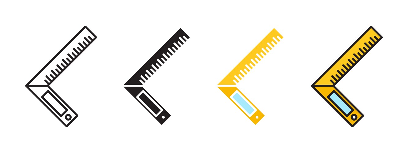 Carpenter ruler icon set measure instrument tool Vector Image