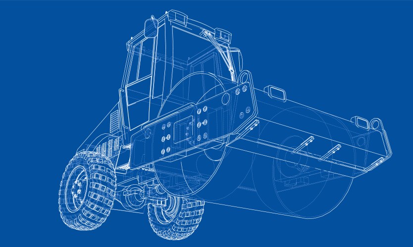 Construction machine asphalt compactor Royalty Free Vector