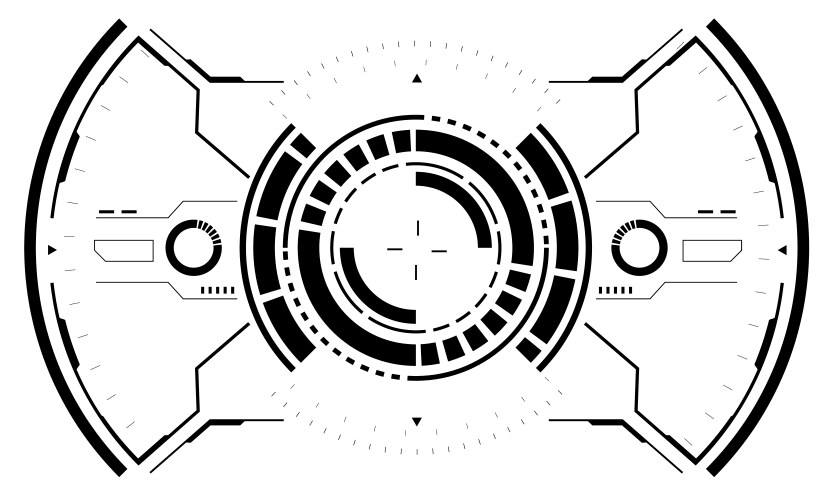 Hud white sci-fi interface screen view black Vector Image
