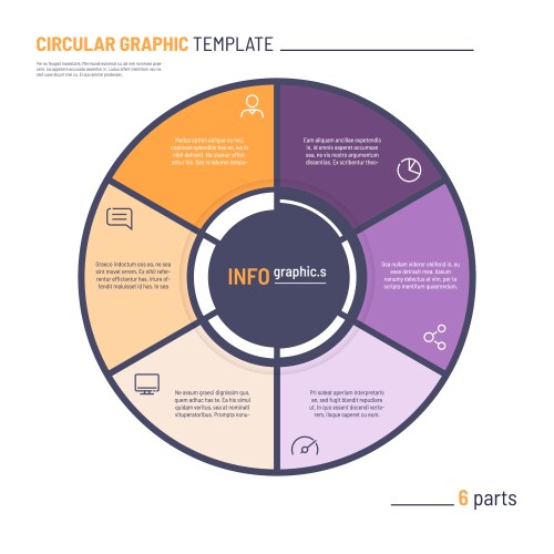 Circle chart template with 6 options Royalty Free Vector