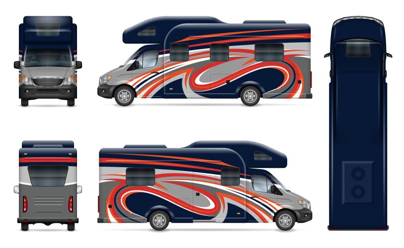 Motorhome mockup rv vehicle branding caravan Vector Image