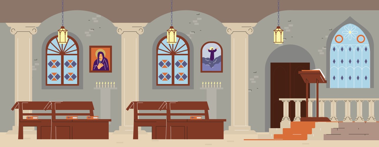 Christian catholic church building cartoon Vector Image