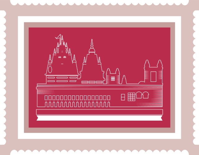 Durga temple label design Royalty Free Vector Image
