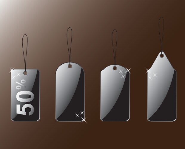 Black realistic paper stickers price tags Vector Image