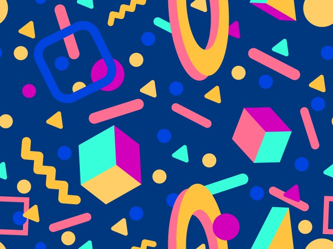 Geometric seamless pattern with 3d shapes Vector Image