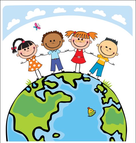 Kids around the globe Royalty Free Vector Image