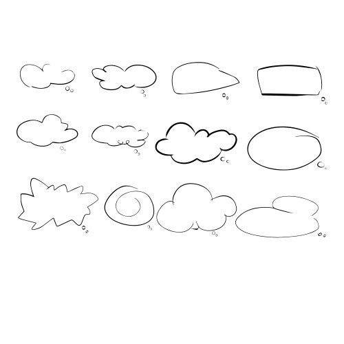 Speech bubble cloud draw doodle brush sketch Vector Image