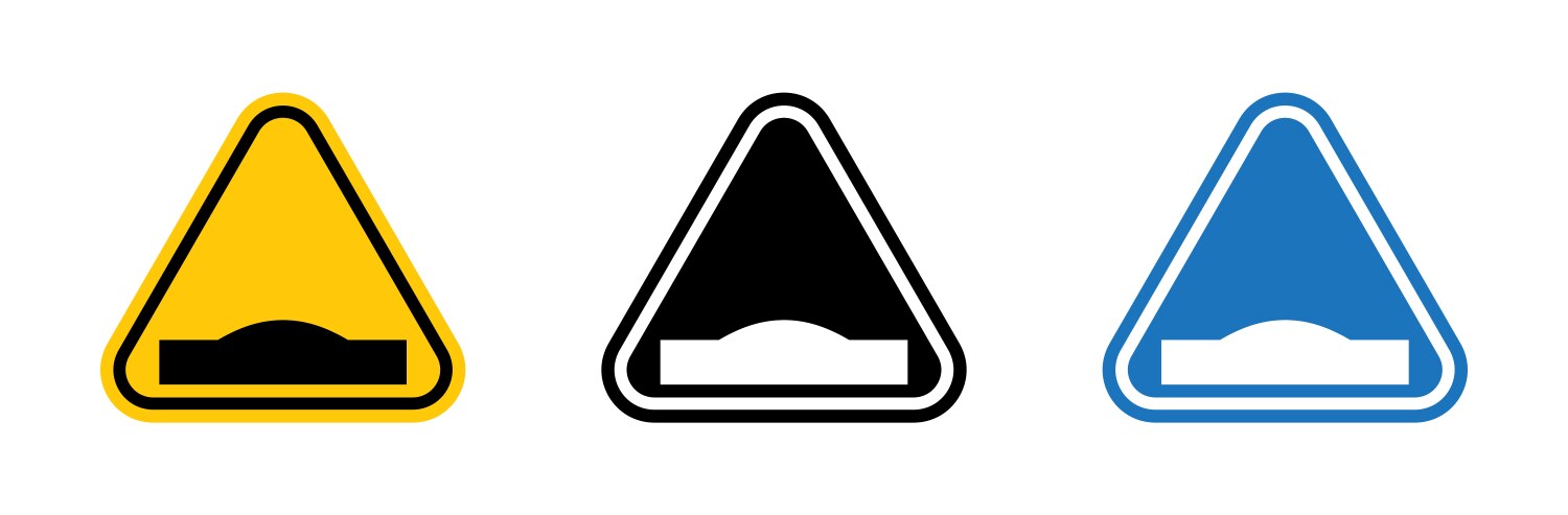 Caution speed ramps sign icon set warning Vector Image