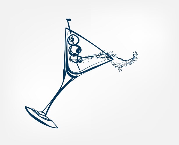 Water splash glass one line art drink isolated Vector Image