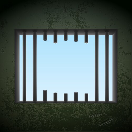 Prison cell with barred windows jail interior Vector Image