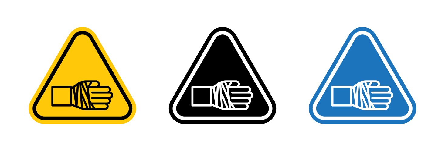 Chemical burns hazard sign icon set caution Vector Image