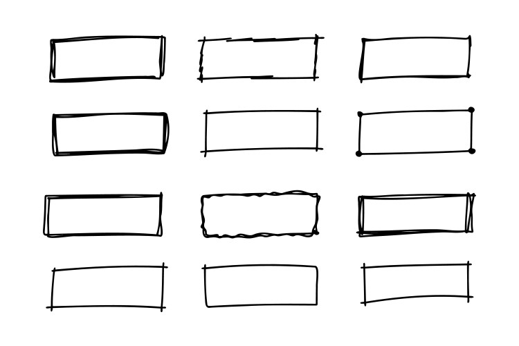 Hand drawn doodle rectangle frames grungy Vector Image