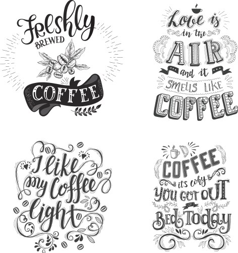 Set of hand drawn lettering coffee quotes Vector Image