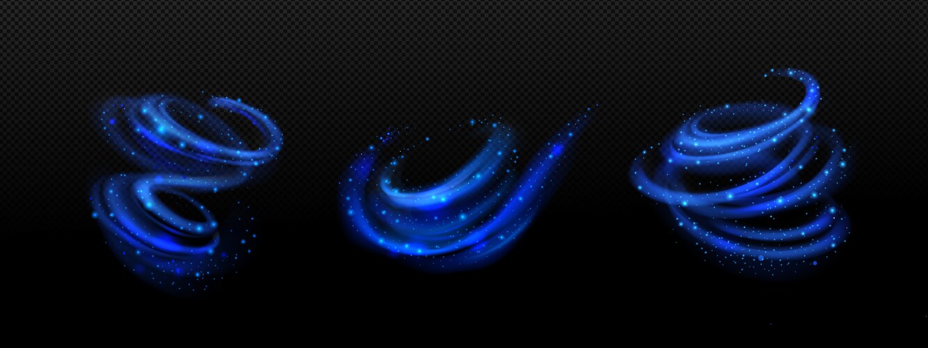 Abstract blue swirls png set on transparent Vector Image