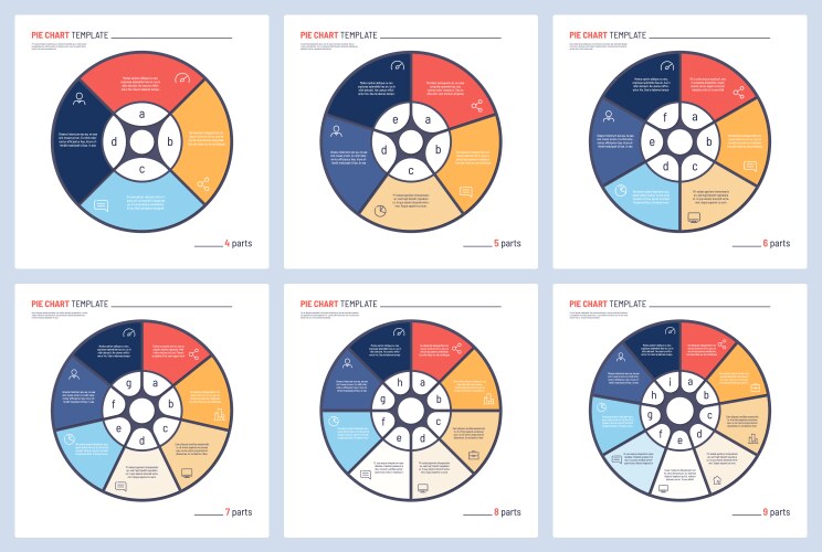 Set of four circle chart infographic templates Vector Image