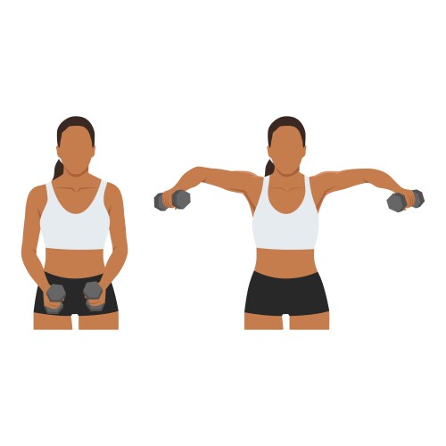 Woman doing lateral side shoulder dumbbell raises Vector Image