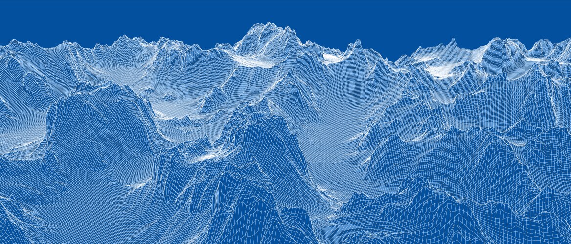 Abstract 3d wire-frame landscape blueprint style Vector Image