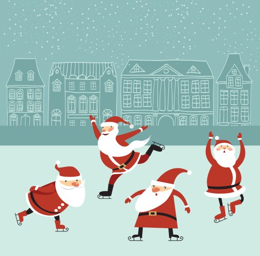 Ice skating santa Vector Images & Graphics for Commercial Use | VectorStock