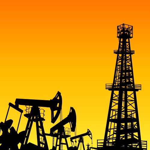 Oil drilling sunset Royalty Free Vector Image - VectorStock
